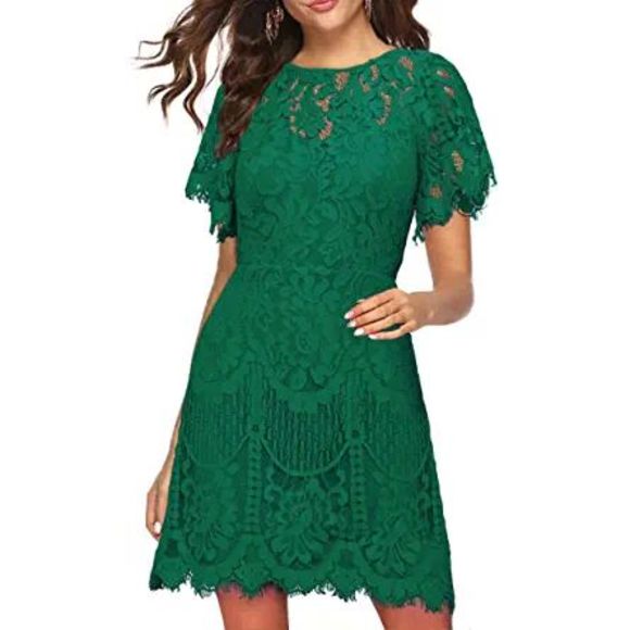 Mslg Dresses Mslg Womens Elegant Round Neck Vback Wedding Guest